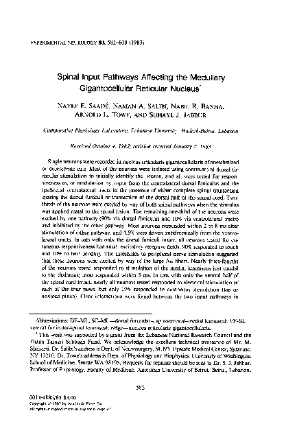 (PDF) Spinal input pathways affecting the medullary gigantocellular ...