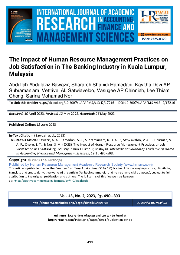 Pdf The Impact Of Human Resource Management Practices On Job Satisfaction In The Banking