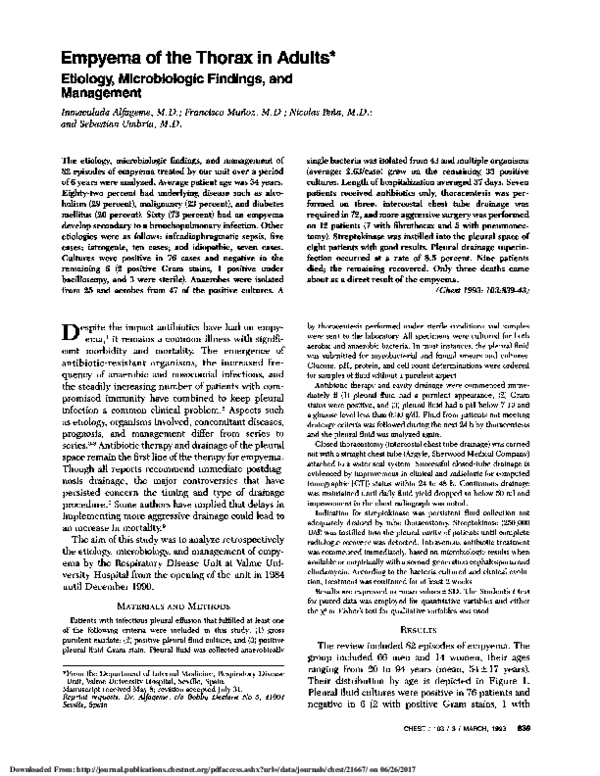 (PDF) Empyema of the Thorax in Adults