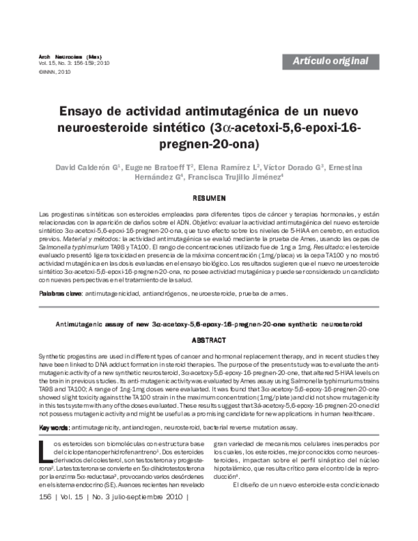 (PDF) Ensayo de actividad antimutagénica de un nuevo neuroesteroide ...