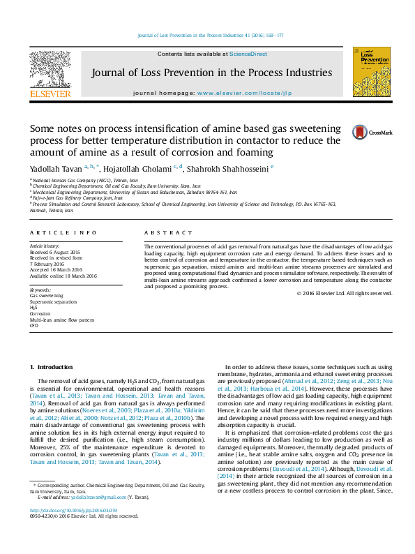 (PDF) Some notes on process intensification of amine based gas ...