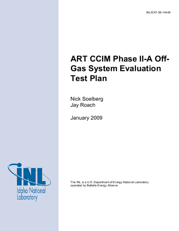 (PDF) ART CCIM Phase II-A Off-Gas System Evaluation Test Plan | Jay ...