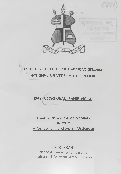 (PDF) Remarks On Current Anthropology In Africa: A Critical Of ...