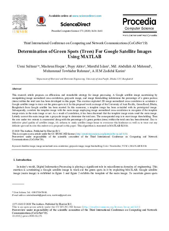 (PDF) Determination of Green Spots (Trees) For Google Satellite Images ...