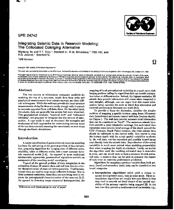Pdf Integrating Seismic Data In Reservoir Modeling The Collocated