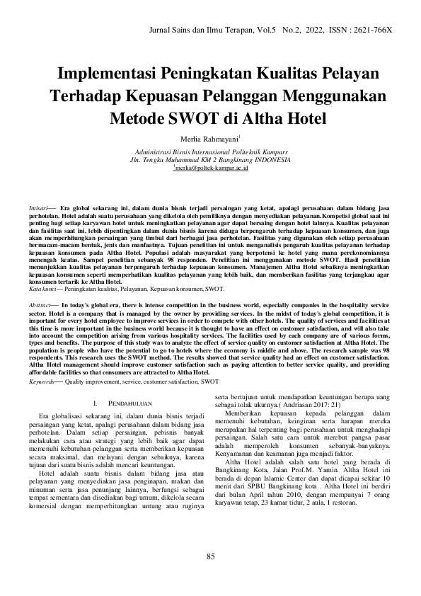 (PDF) Implementasi Peningkatan Kualitas Pelayan Terhadap Kepuasan Pelanggan Menggunakan Metode ...