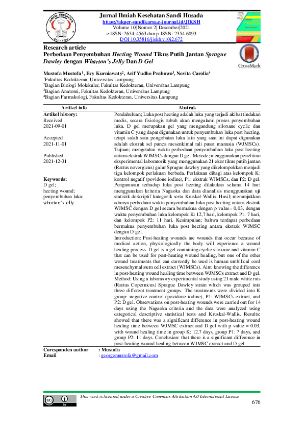 (PDF) Perbedaan Penyembuhan Hecting Wound Tikus Putih Jantan Sprague ...