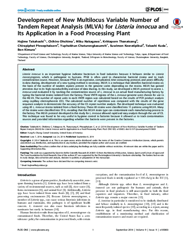 (PDF) Development of New Multilocus Variable Number of Tandem Repeat Analysis (MLVA) for ...
