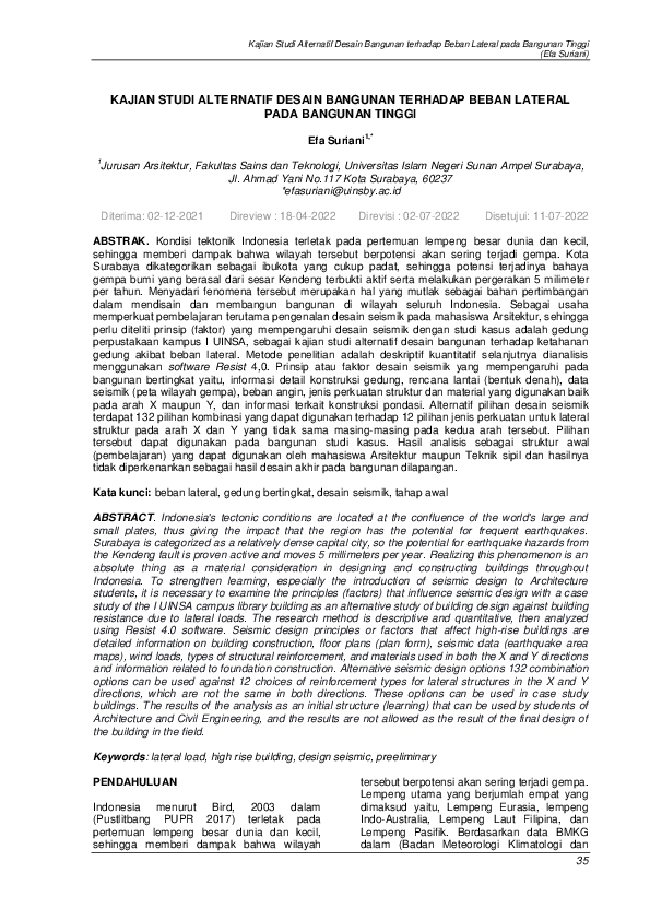 (PDF) Kajian Studi Alternatif Desain Bangunan Terhadap Beban Lateral ...