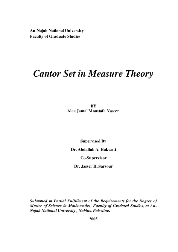 Pdf Cantor Set In Measure Theory