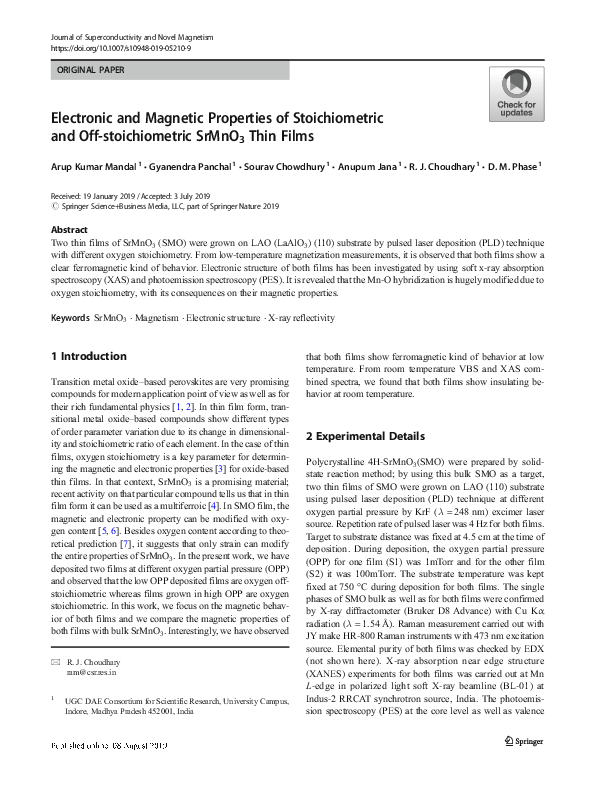 (PDF) Electronic and Magnetic Properties of Stoichiometric Perovskite ...