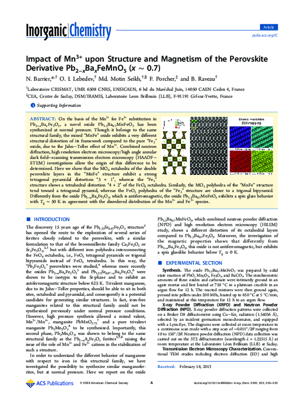 (PDF) Impact of Mn3+ upon Structure and Magnetism of the Perovskite ...