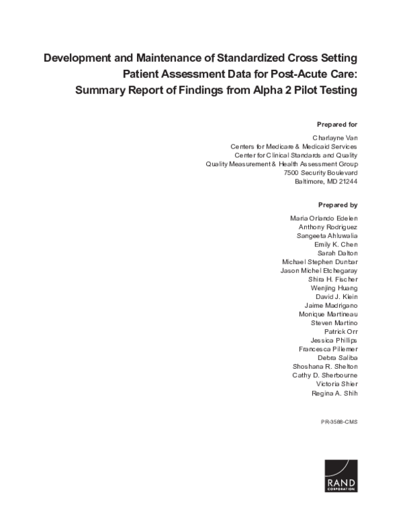 (PDF) Development and Maintenance of Standardized Cross Setting Patient ...