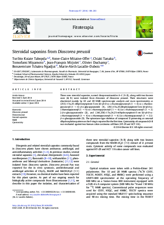 (PDF) Steroidal saponins from Dioscorea preussii