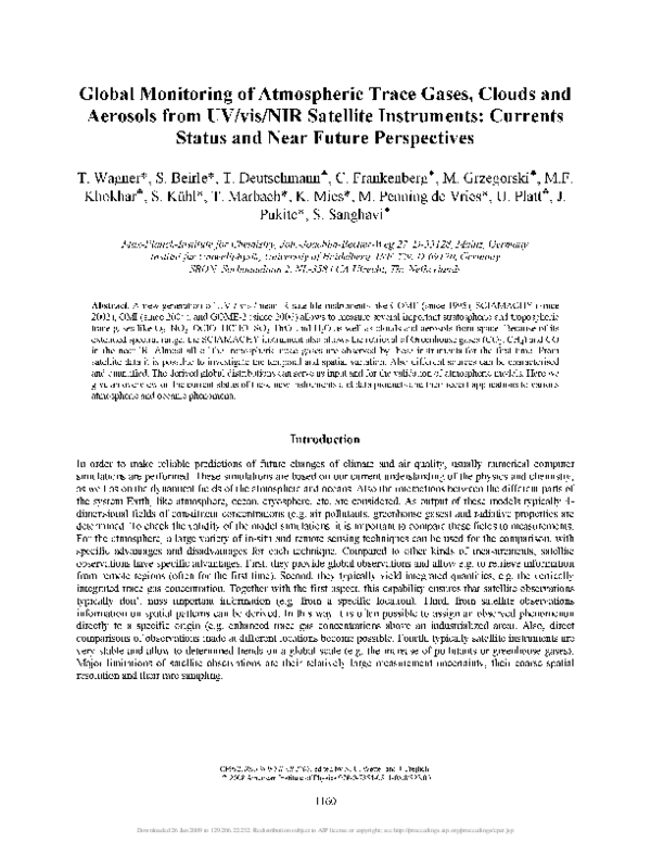 (PDF) Global monitoring of atmospheric trace gases, clouds and aerosols from UV/vis/NIR ...