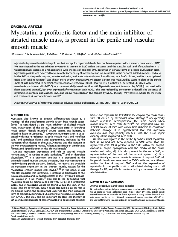 (PDF) Myostatin, a profibrotic factor and the main inhibitor of ...