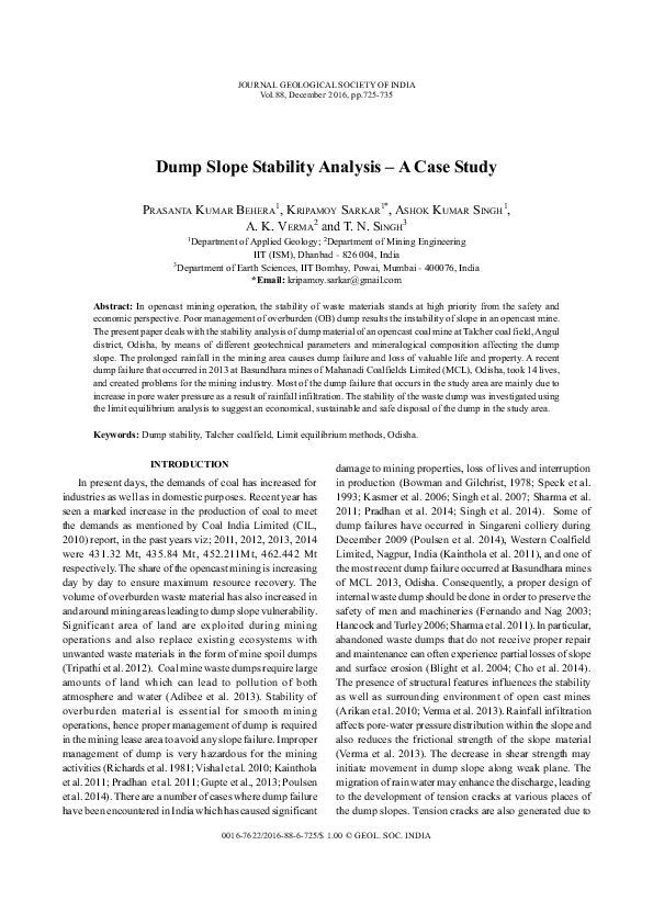 (PDF) Dump slope stability analysis – A case study