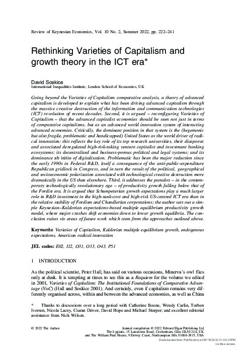 (PDF) Rethinking Varieties of Capitalism and growth theory in the ICT era* | David Soskice ...