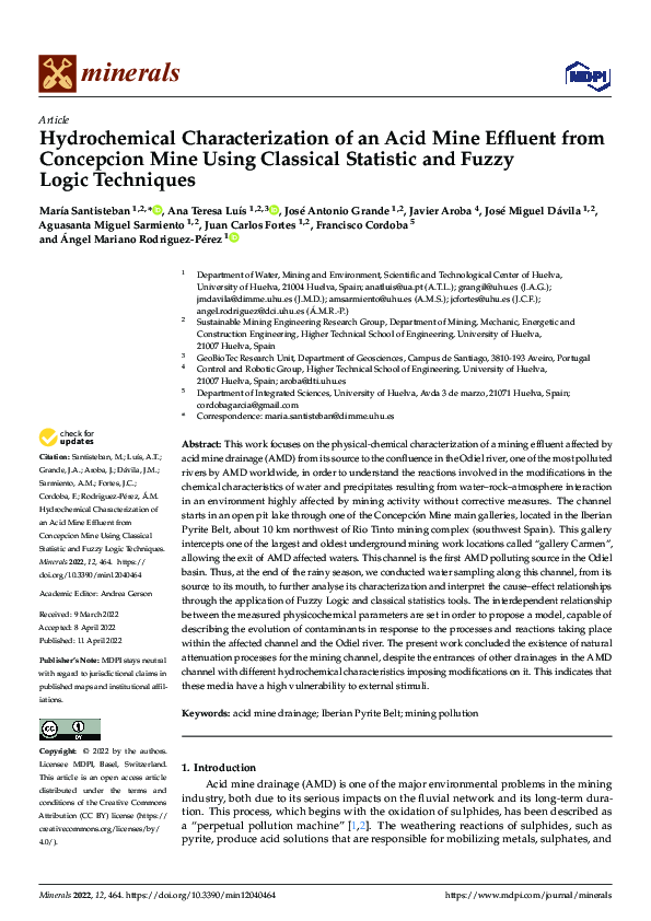 (PDF) Hydrochemical Characterization of an Acid Mine Effluent from Concepcion Mine Using ...
