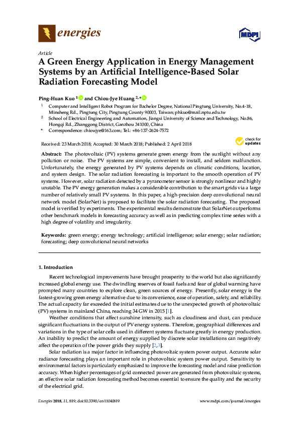 (PDF) A Green Energy Application in Energy Management Systems by an Artificial Intelligence ...