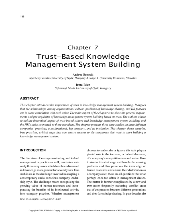 (PDF) Trust-Based Knowledge Management System Building
