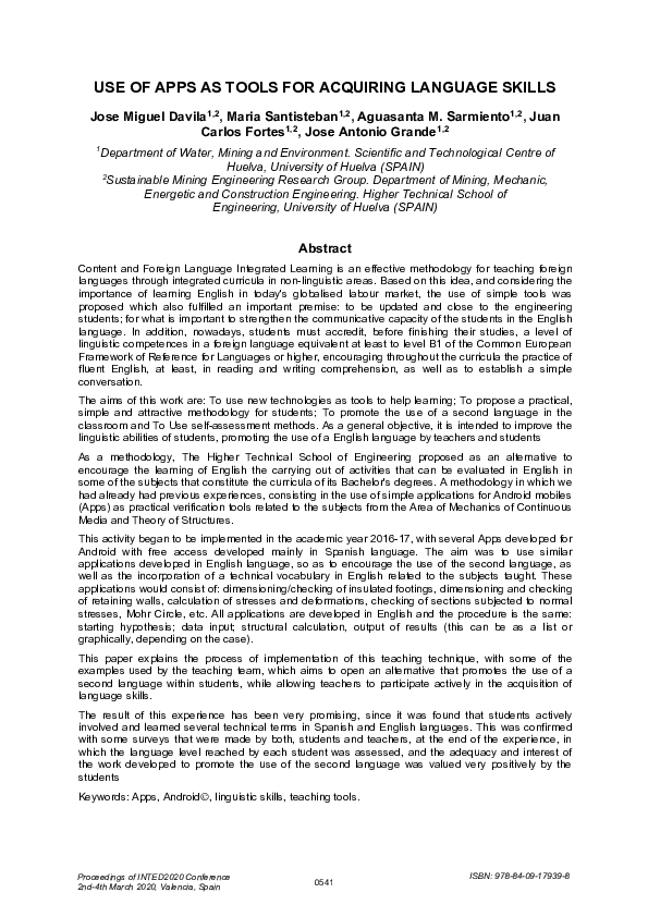 (PDF) Use of Apps as Tools for Acquiring Language Skills