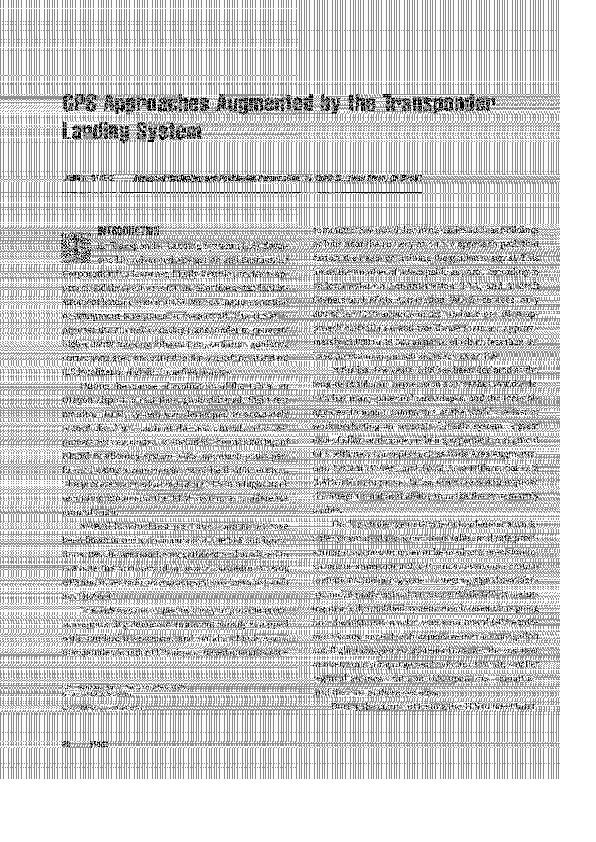 (PDF) GPS Approaches Augmented by the Transponder Landing System