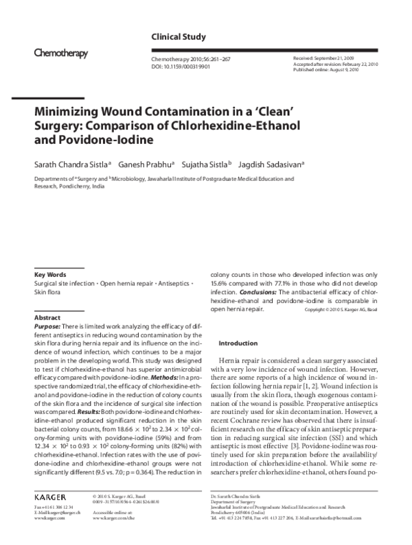 (PDF) Minimizing Wound Contamination in a ‘Clean’ Surgery: Comparison ...