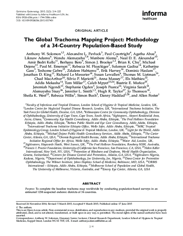 (PDF) The Global Trachoma Mapping Project: Methodology of a 34-Country ...