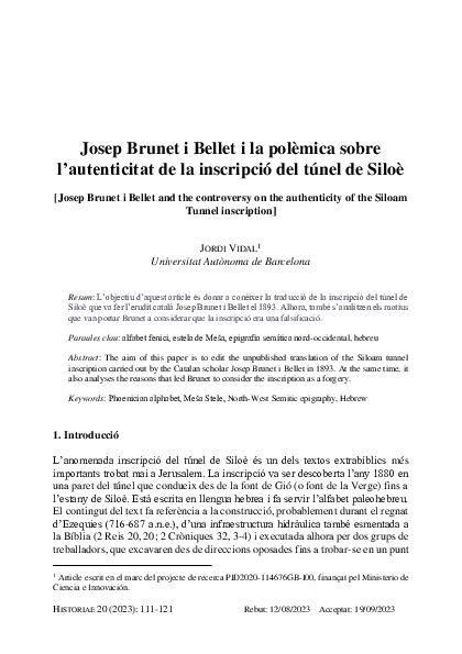 (PDF) Josep Brunet i Bellet i la polèmica sobre l'autenticitat de la ...