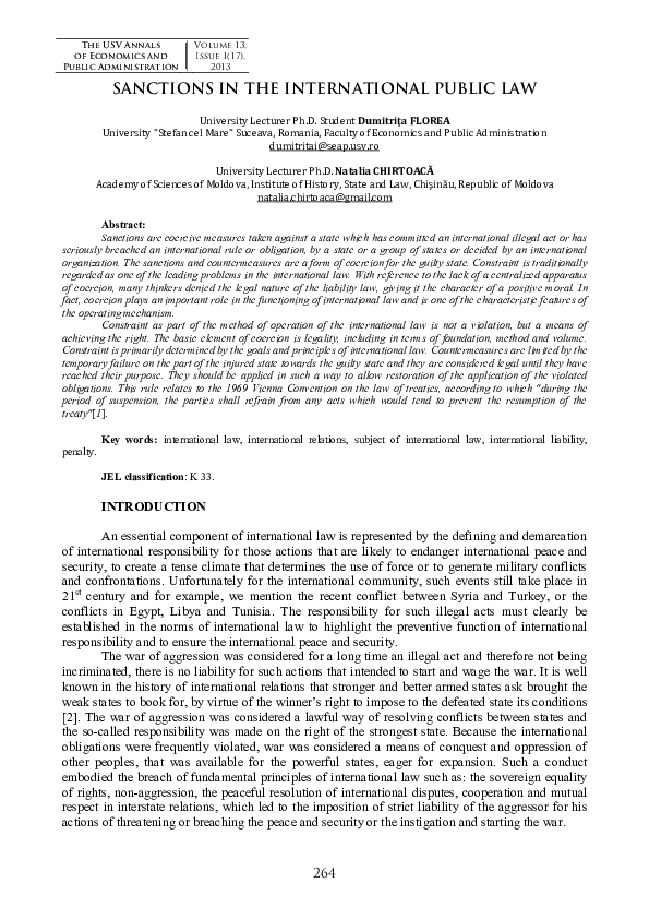 (PDF) Sanctions in the international public law