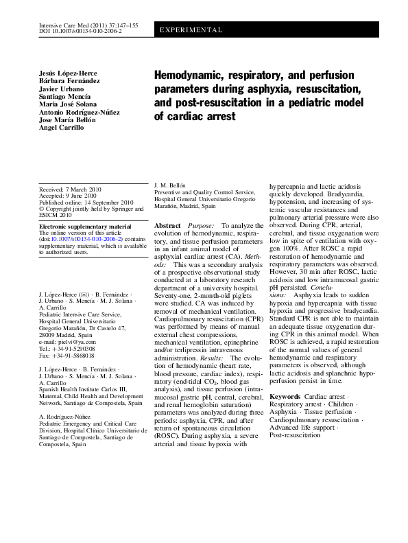 (PDF) Hemodynamic, respiratory, and perfusion parameters during ...