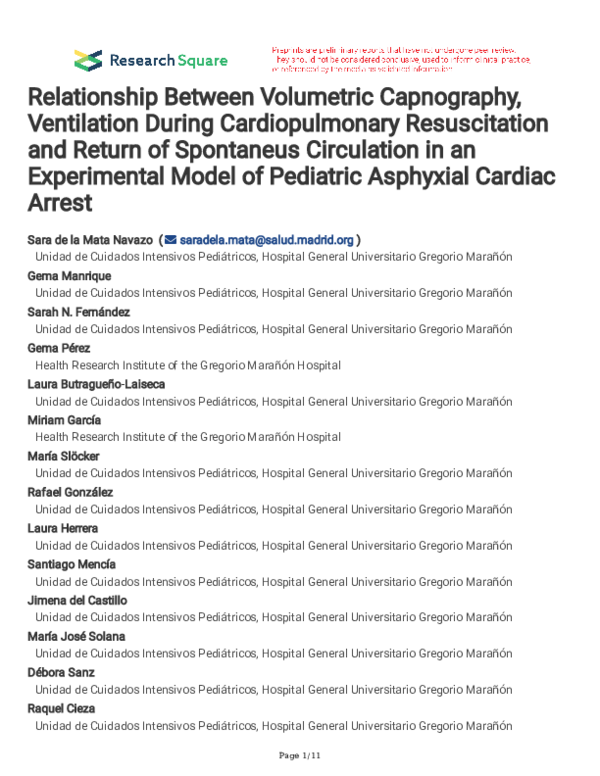 (PDF) Relationship Between Volumetric Capnography, Ventilation During ...