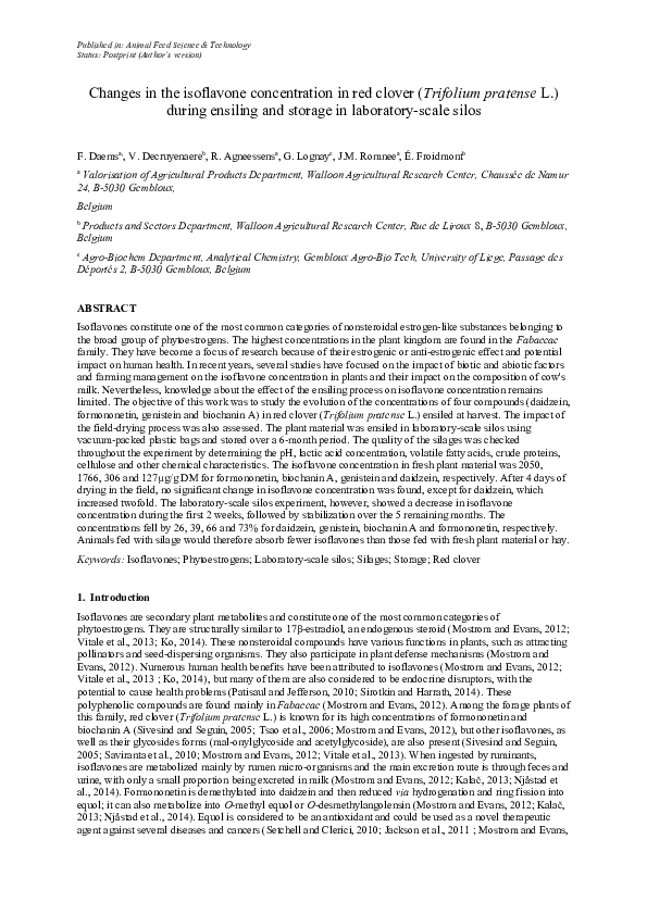 (DOC) Changes in the isoflavone concentration in red clover (Trifolium ...