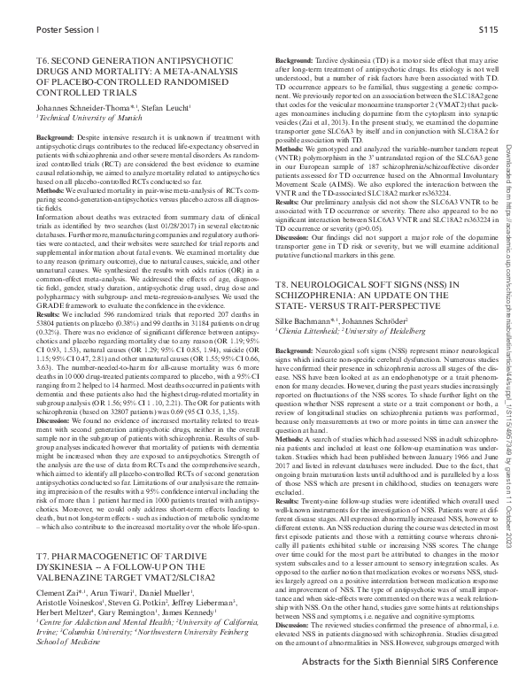 (PDF) T8. Neurological Soft Signs (NSS) in Schizophrenia: An Update on ...