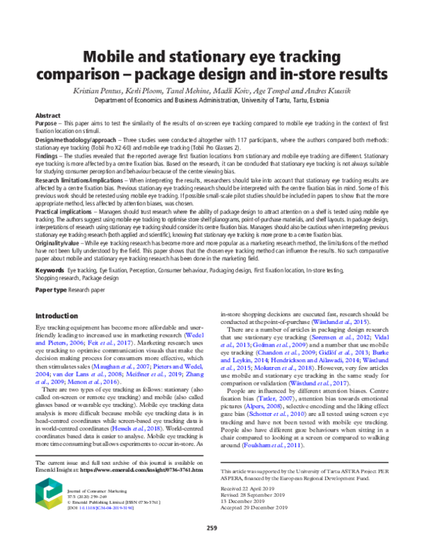 (PDF) Mobile and stationary eye tracking comparison – package design ...