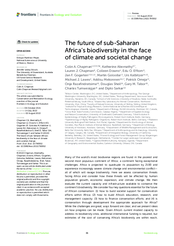 (PDF) The future of sub-Saharan Africa’s biodiversity in the face of ...