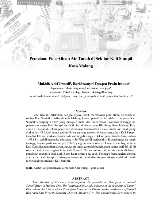 (PDF) Pemetaan Pola Aliran Air Tanah di Sekitar Kali Sumpil Kota Malang