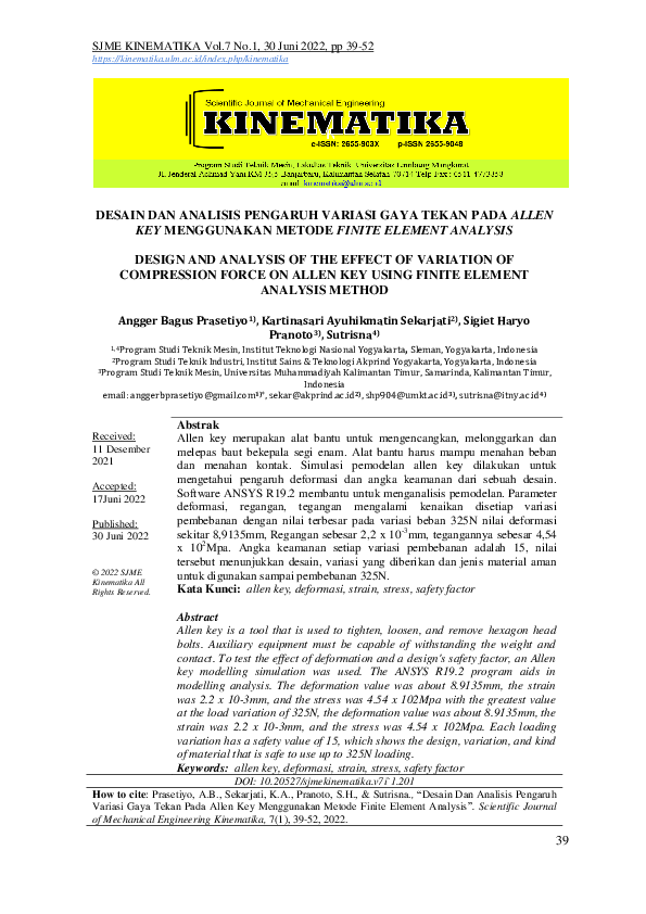 (PDF) Desain Dan Analisis Pengaruh Variasi Gaya Tekan Pada Allen Key ...