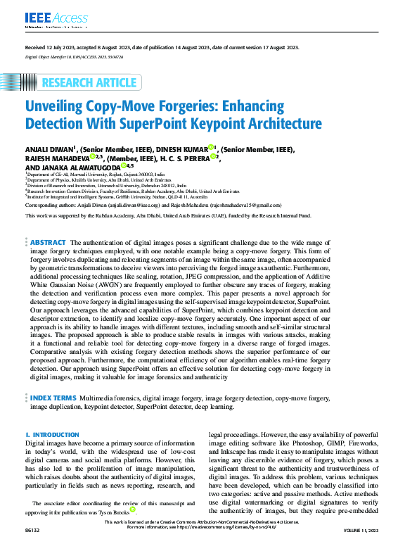 Pdf Unveiling Copy Move Forgeries Enhancing Detection With Superpoint Keypoint Architecture