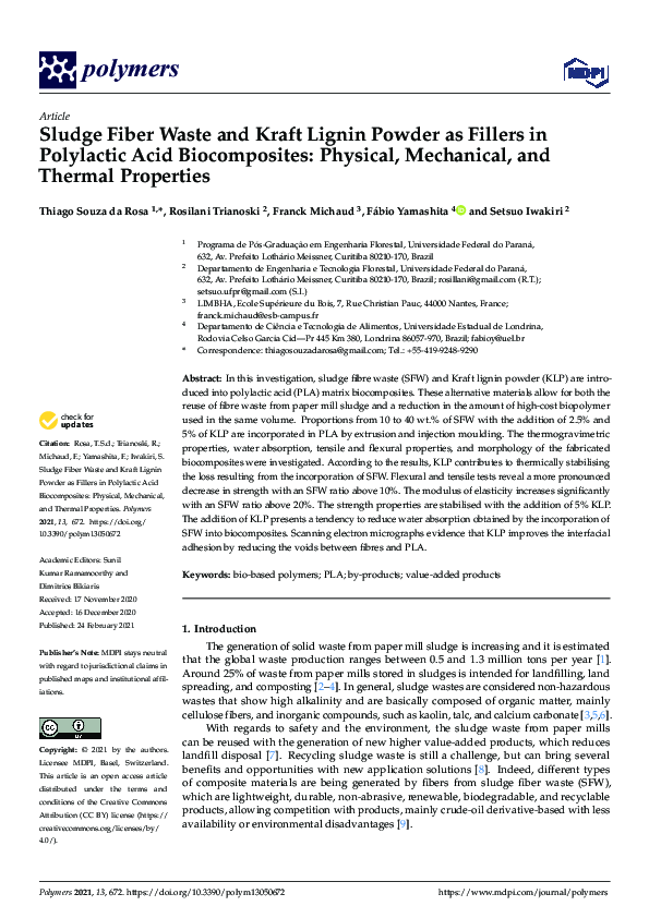 (PDF) Sludge Fiber Waste and Kraft Lignin Powder as Fillers in ...