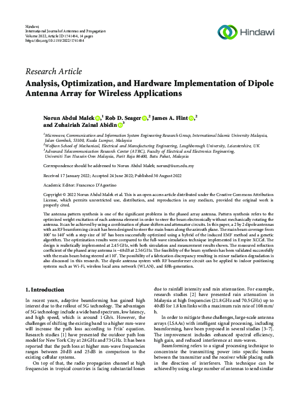 (PDF) Analysis, Optimization, and Hardware Implementation of Dipole ... (PDF) Analysis, Optimization, and Hardware Implementation of Dipole ...