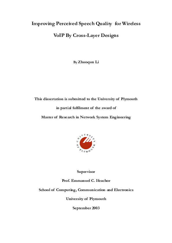 (PDF) Improving perceived speech quality for wireless VoIP by cross-layer designs