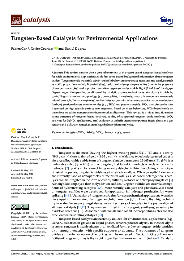 (PDF) Tungsten-Based Catalysts for Environmental Applications | Xavier ...