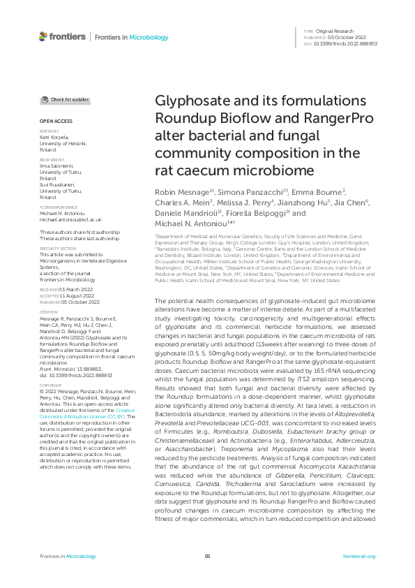 (PDF) Glyphosate and its formulations Roundup Bioflow and RangerPro alter bacterial and fungal ...