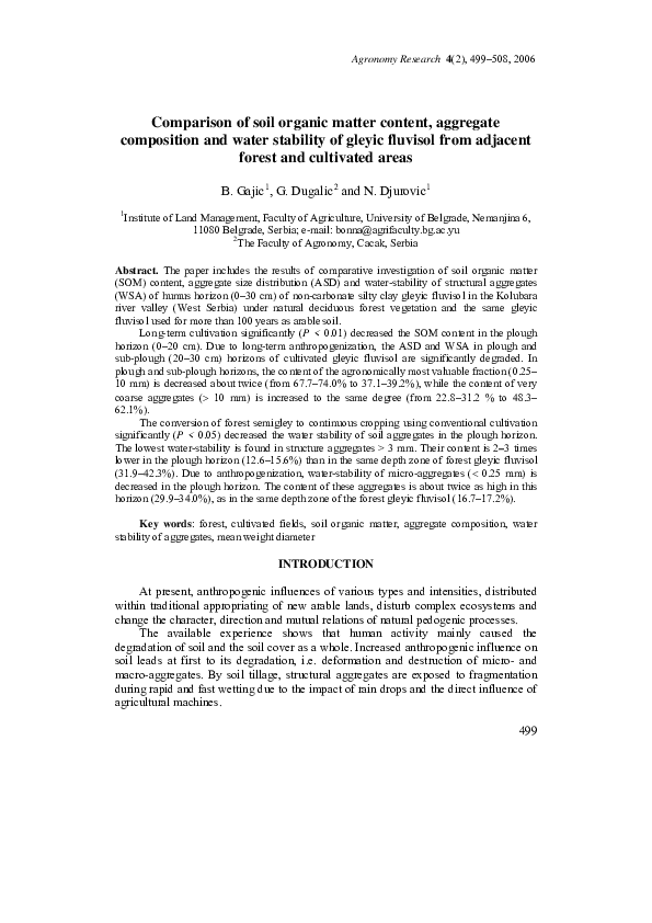(PDF) Comparison of soil organic matter content, aggregate composition ...