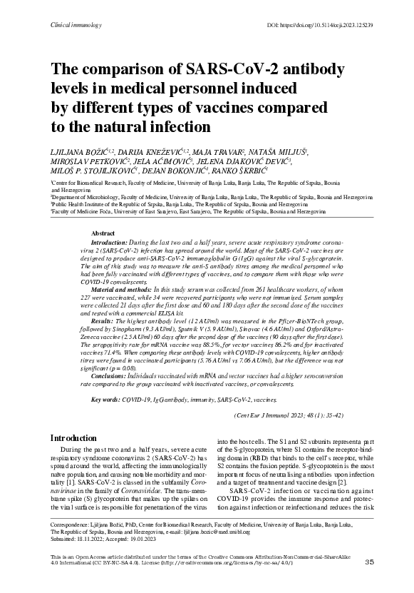(PDF) The comparison of SARS-CoV-2 antibody levels in medical personnel ...