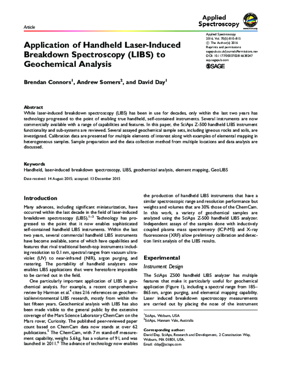 (PDF) Application of Handheld Laser-Induced Breakdown Spectroscopy ...