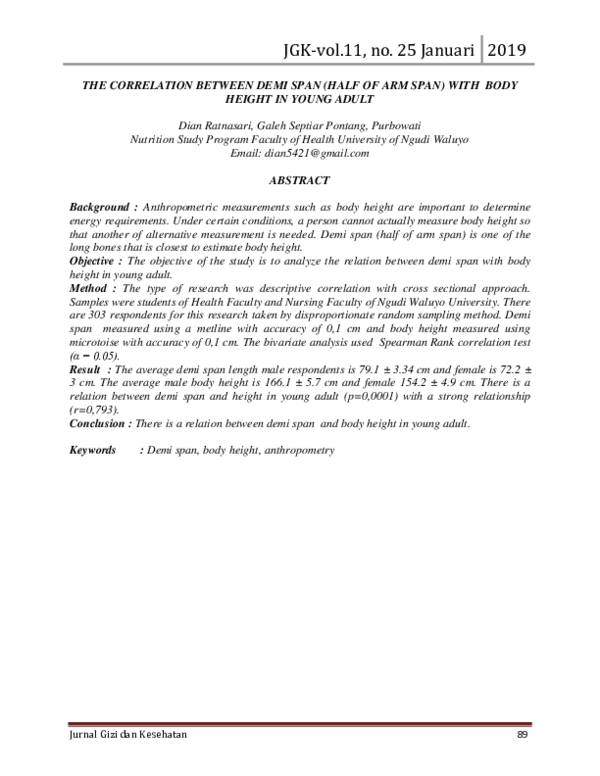 (PDF) Hubungan Antara Demi Span (Setengah Rentang Lengan) Dengan Tinggi ...