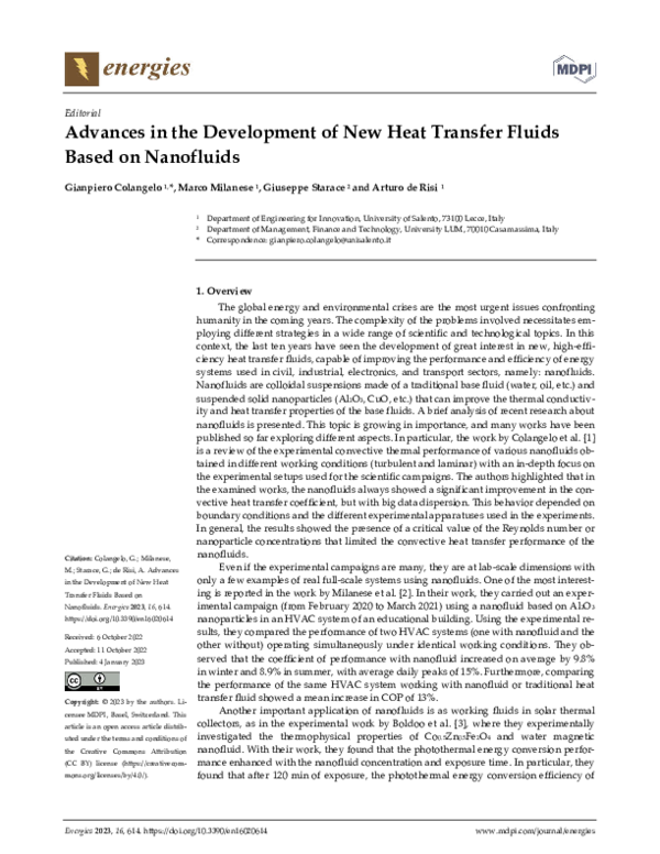(PDF) Advances in the Development of New Heat Transfer Fluids Based on ...
